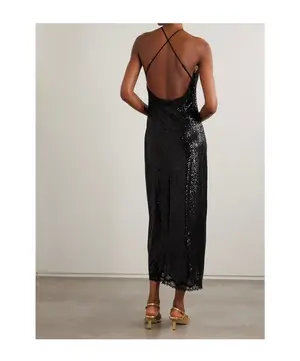 Rixo Sleeveless Sequined Tulle And Lace Midi Dress