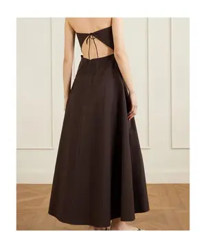 ST. AGNI Strapless Cotton-blend Midi Dress With Open Back
