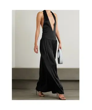16Arlington Plunging Halterneck Satin Gown