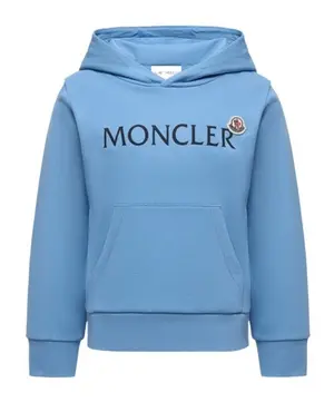 Moncler Long Sleeve Hooded Sweatshirt With Logo - Blue