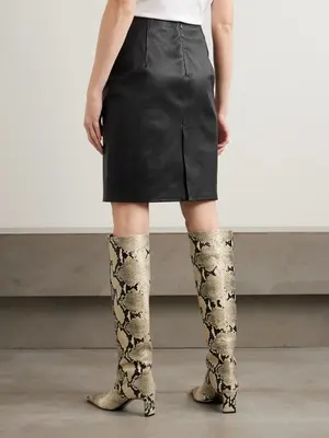 Nour Hammour Paneled Leather Pencil Skirt