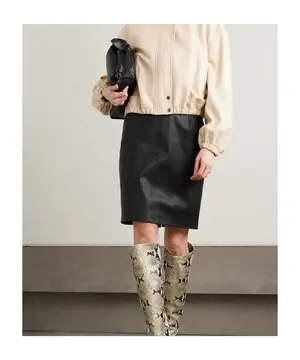 Nour Hammour Paneled Leather Pencil Skirt