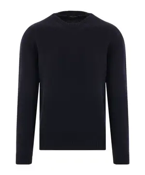 ROBERTO COLLINA Crew Neck Long Sleeve Knitwear - Navy