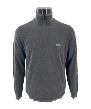 Hugo Boss Quarter Zip Long Sleeve Sweater - Black