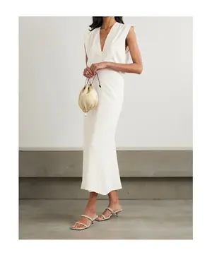 ST. AGNI Sleeveless V-neck Midi Dress - Off-white