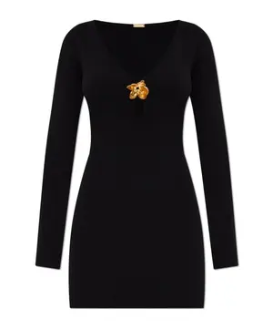Cult Gaia Embellished Long Sleeve Mini Dress - Black