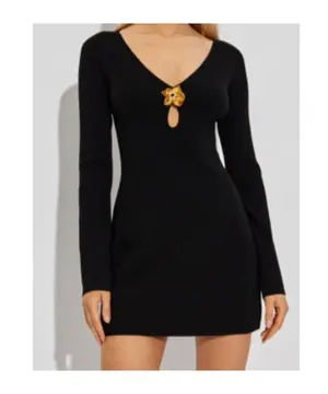 Cult Gaia Flower-embellished Long-sleeve Mini Dress