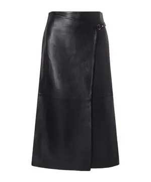 ST. AGNI Midi Leather Wrap Skirt
