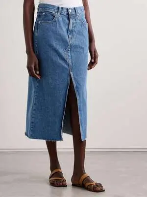 SLVRLAKE Frayed Hem Midi Skirt