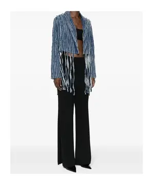 TWINSET Cropped Denim Jacket With Tassel Appliqués