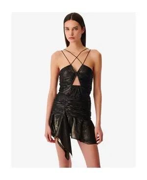 IRO PARIS Nikki Asymmetrical V-neck Mini Dress With Cut-out Detail
