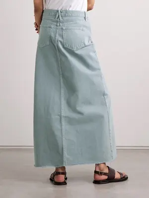 SLVRLAKE Frayed Denim Maxi Skirt With Front Vent
