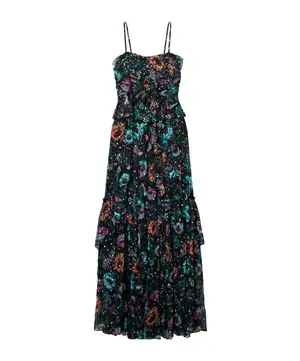 Ulla Johnson Colette Ruffled Floral-print Fil Coupé Silk-chiffon Gown - Black