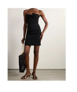 Tove Dipti Strapless Tie-front Stretch Linen And Cotton-blend Mini Dress