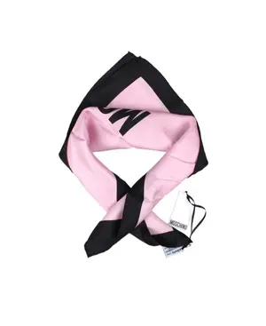 Moschino Logo Letter Question Mark Printed Silk Scarf - Pink