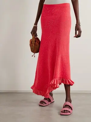 Ulla Johnson Josephine Asymmetrical Ruffled Pointelle-knit Midi Skirt