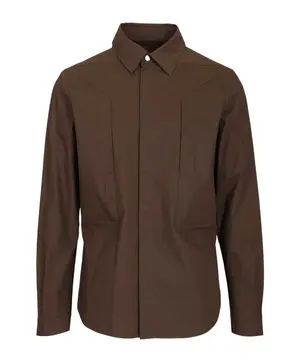 Rick Owens Fogpocket Snap Outer Shirt - Brown