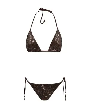P.a.r.o.s.h Embellished Triangle Bikini - Brown