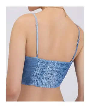 ERMANNO FIRENZE Denim Print Bustier Top