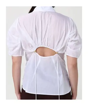 Elisabetta Franchi Puff-sleeve Shirt With Open Back Detail - White