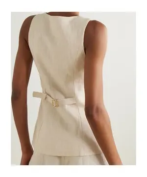 Posse Lucille Pinstriped Linen Vest