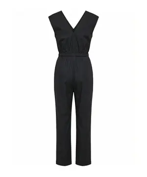 Patrizia Pepe Sleeveless V-neck Zip-front Belted Jumpsuit