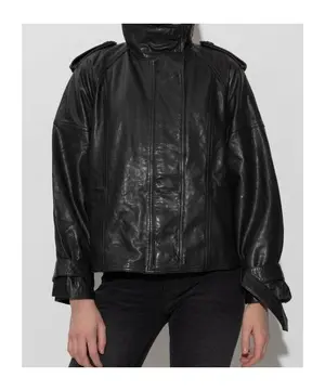 ALLSAINTS Serne Leather Jacket With Stand Collar