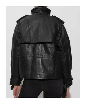 ALLSAINTS Serne Leather Jacket With Stand Collar