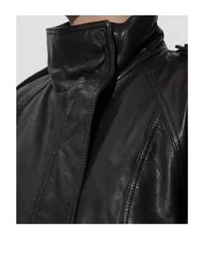 ALLSAINTS Serne Leather Jacket With Stand Collar