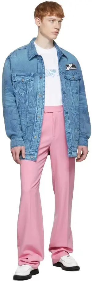 We11Done Logo Lapel Denim Coat