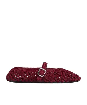 Alaïa Woven Buckled Flat Shoes - Red