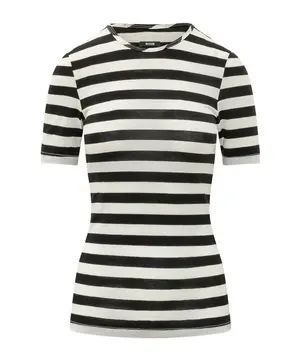 MSGM Striped Fitted T-shirt - Black