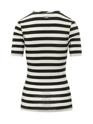 MSGM Striped Fitted T-shirt - Black