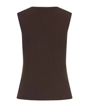 ROBERTO COLLINA Sleeveless V-neck Cut-out Ribbed Knit Top