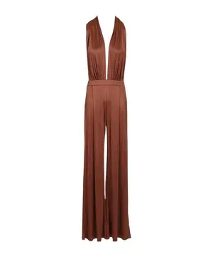 AMAZUIN Tie Backless Jumpsuit With Plunge V-neck And Wide Legs