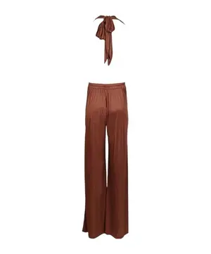 AMAZUIN Tie Backless Jumpsuit With Plunge V-neck And Wide Legs