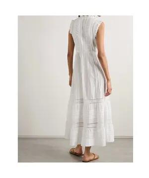 DÔEN Sleeveless Crochet Lace Button-front Maxi Dress