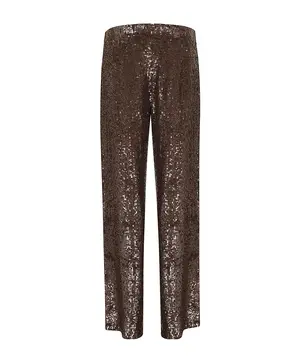P.a.r.o.s.h Sequined Straight Leg Trousers - Brown