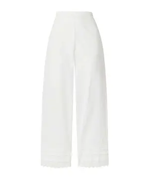 DÔEN Francisca Embroidered Lace Casual Pants - White