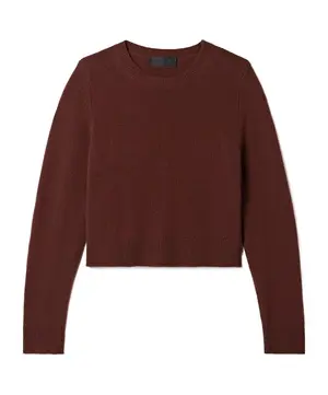 NILI LOTAN Venus Cropped Cashmere Sweater - Brown