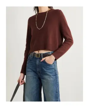 NILI LOTAN Venus Cropped Cashmere Sweater - Brown