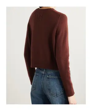 NILI LOTAN Venus Cropped Cashmere Sweater - Brown