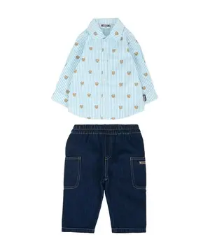 Moschino Striped Bear-print Shirt - Blue