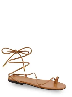 Celine Open-toe Flat Sandals With Lace-up Ankle Tie