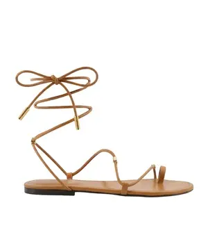 CELINE Celine Open-Toe Flat Sandals With Lace-Up Ankle Tie