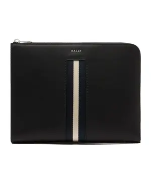 Bally Leather Pouch With Grosgrain Ribbon Detail - Black
