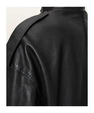 ALLSAINTS Lowden Leather Funnel Neck Jacket - Black