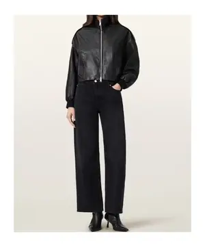 ALLSAINTS Lowden Leather Funnel Neck Jacket