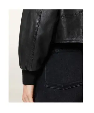ALLSAINTS Lowden Leather Funnel Neck Jacket