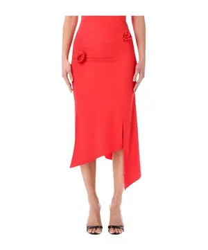 Coperni Floral Appliqué Asymmetric Skirt - Red